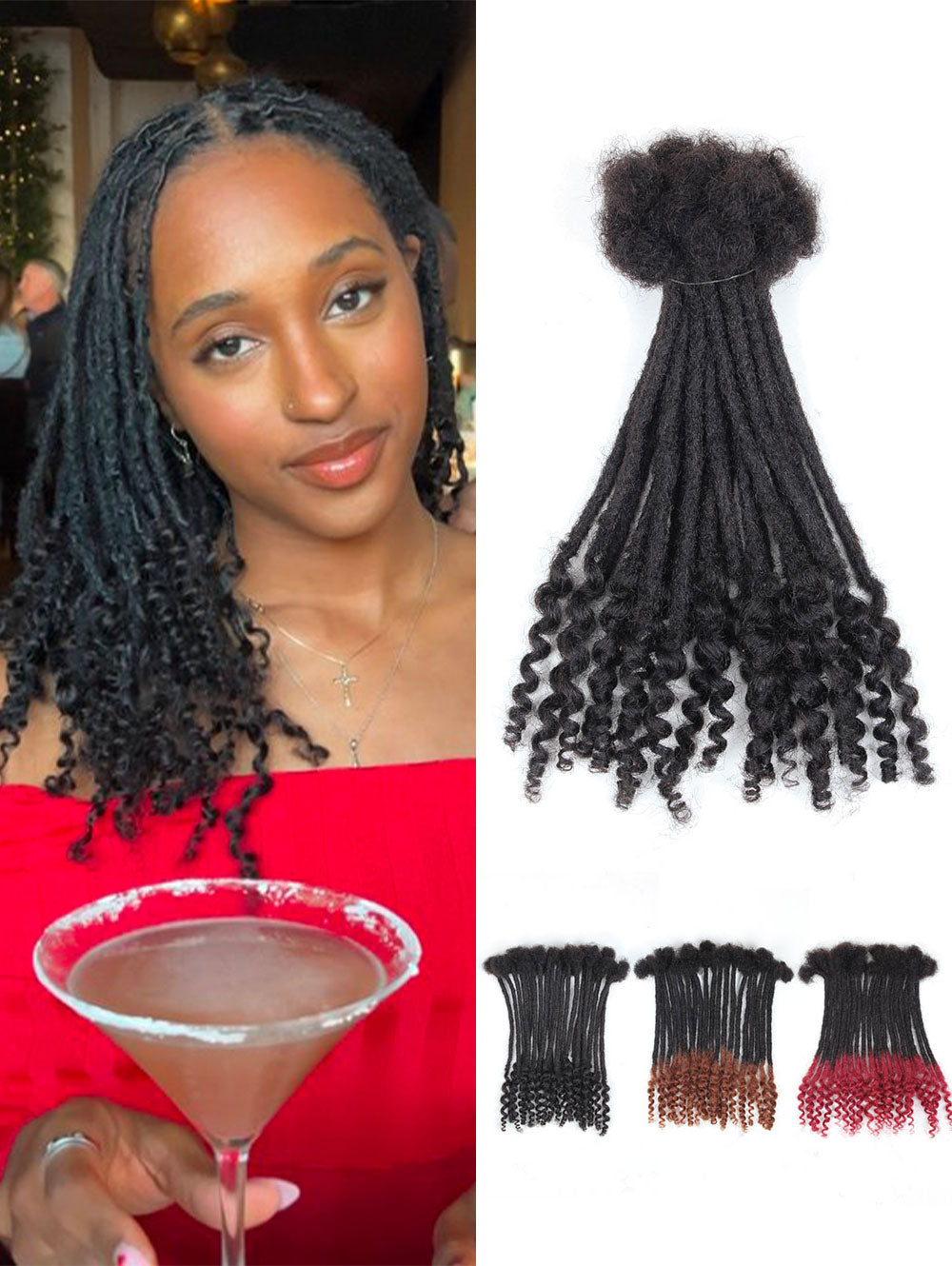 8-12 inch Curly Loc Extensions Human Hair, 0.4CM Dreadlock Extensions ...