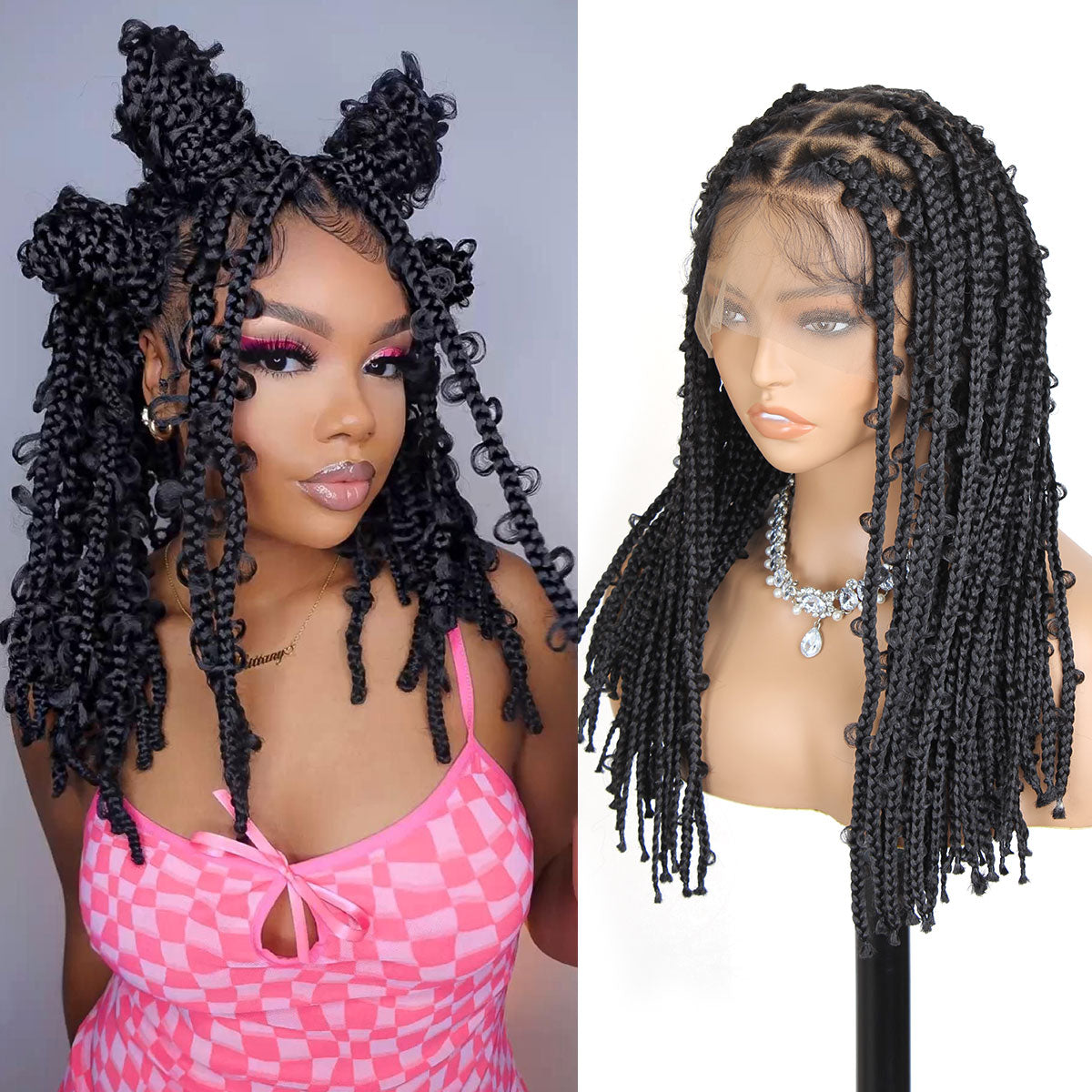 18 inch Butterfly Locs Braided Wigs, 360° Single-layer HD Full Lace Lo ...